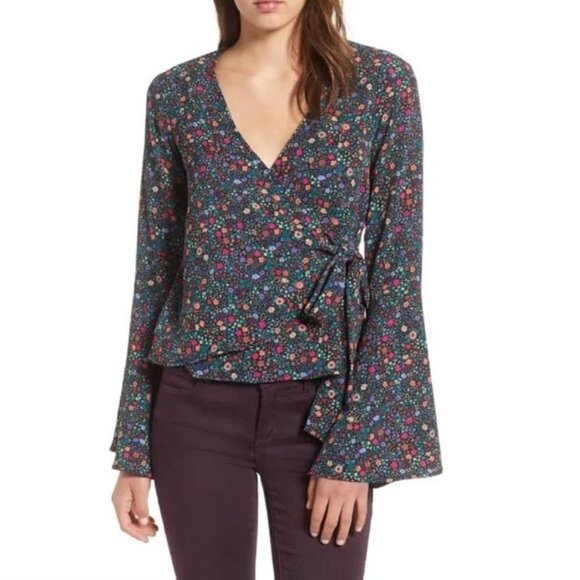 Chloe & Katie | Tops | Chloe Katie Floral Long Sleeve Wrap Top | Poshmark
